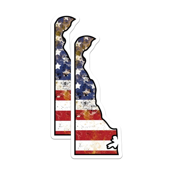 (2 Pack) Delaware State Stickers - American Flag - Delaware Outline - 5 ...