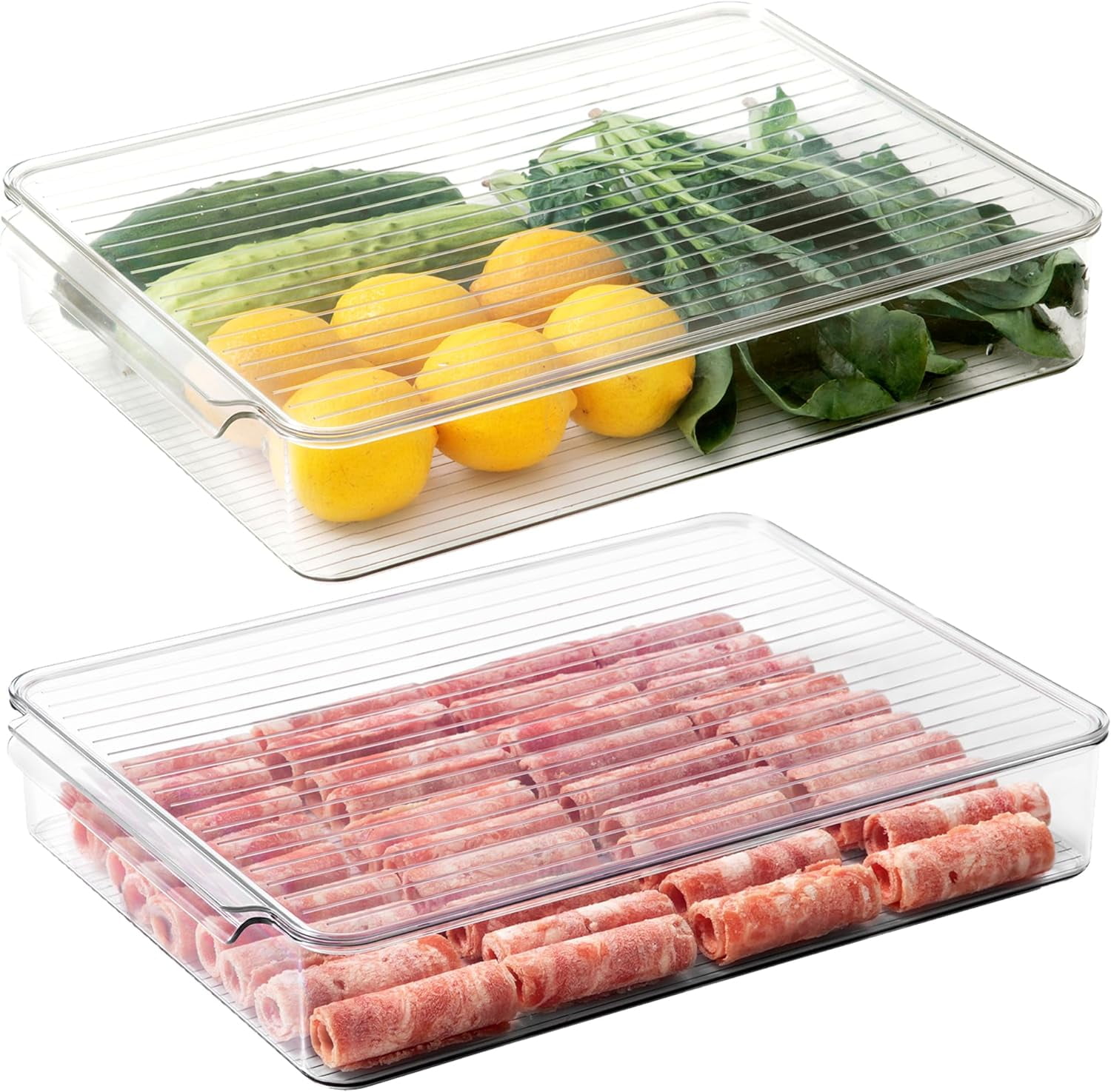 2 Pack Deli Meat Container for Fridge, Bacon Container with Lids for ...