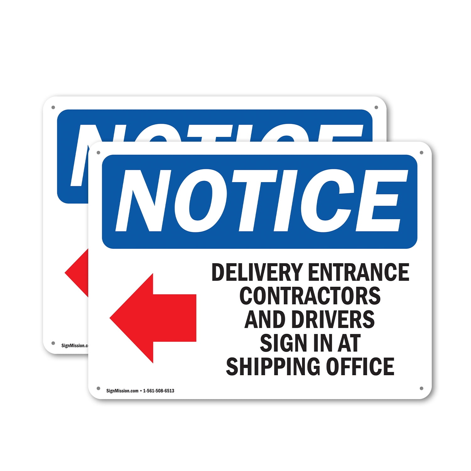 (2 Pack) Delivery Entrance Contractors OSHA Notice Sign 24 Inch X 18 ...