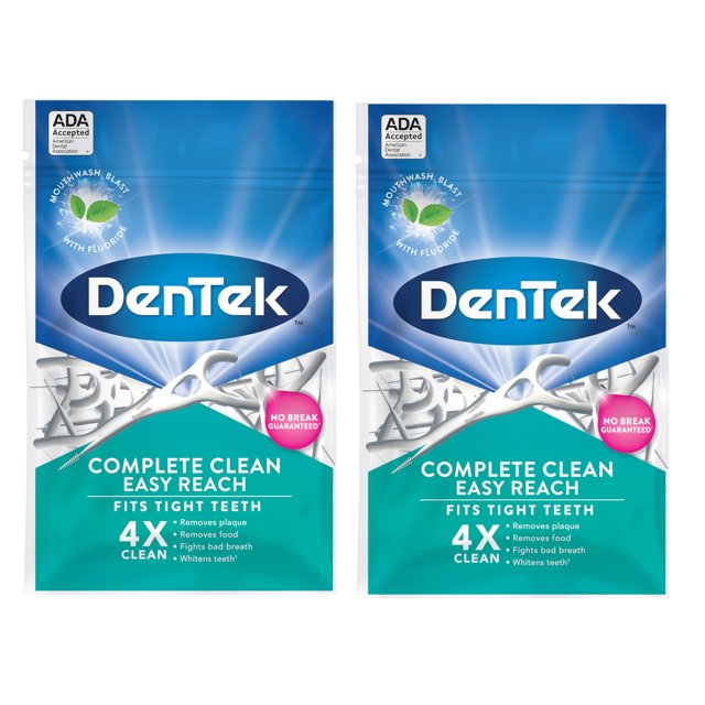 DenTek Comfort Clean Back Teeth Floss Picks, Angled Head, 2 Pack, 75 ...