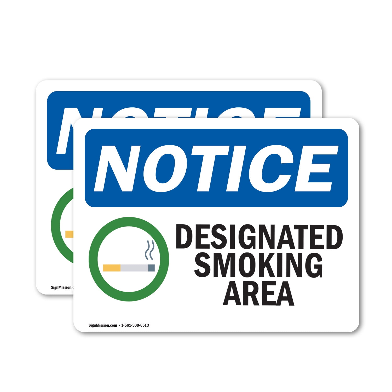 (2 Pack) Designated Smoking Area OSHA Notice Sign 24 Inch X 18 Inch ...
