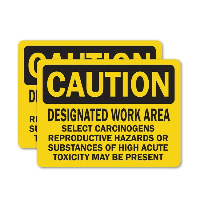 (2 Pack) Designated Work Area Select Carcinogens Reproductive Hazards ...