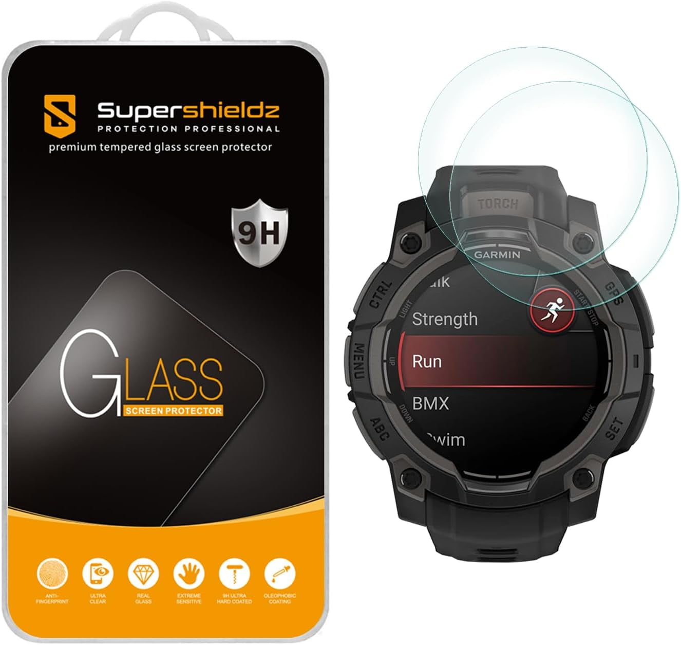 2 Pack Designed for Garmin Instinct 3 45mm (Solar/Amoled) Tempered ...