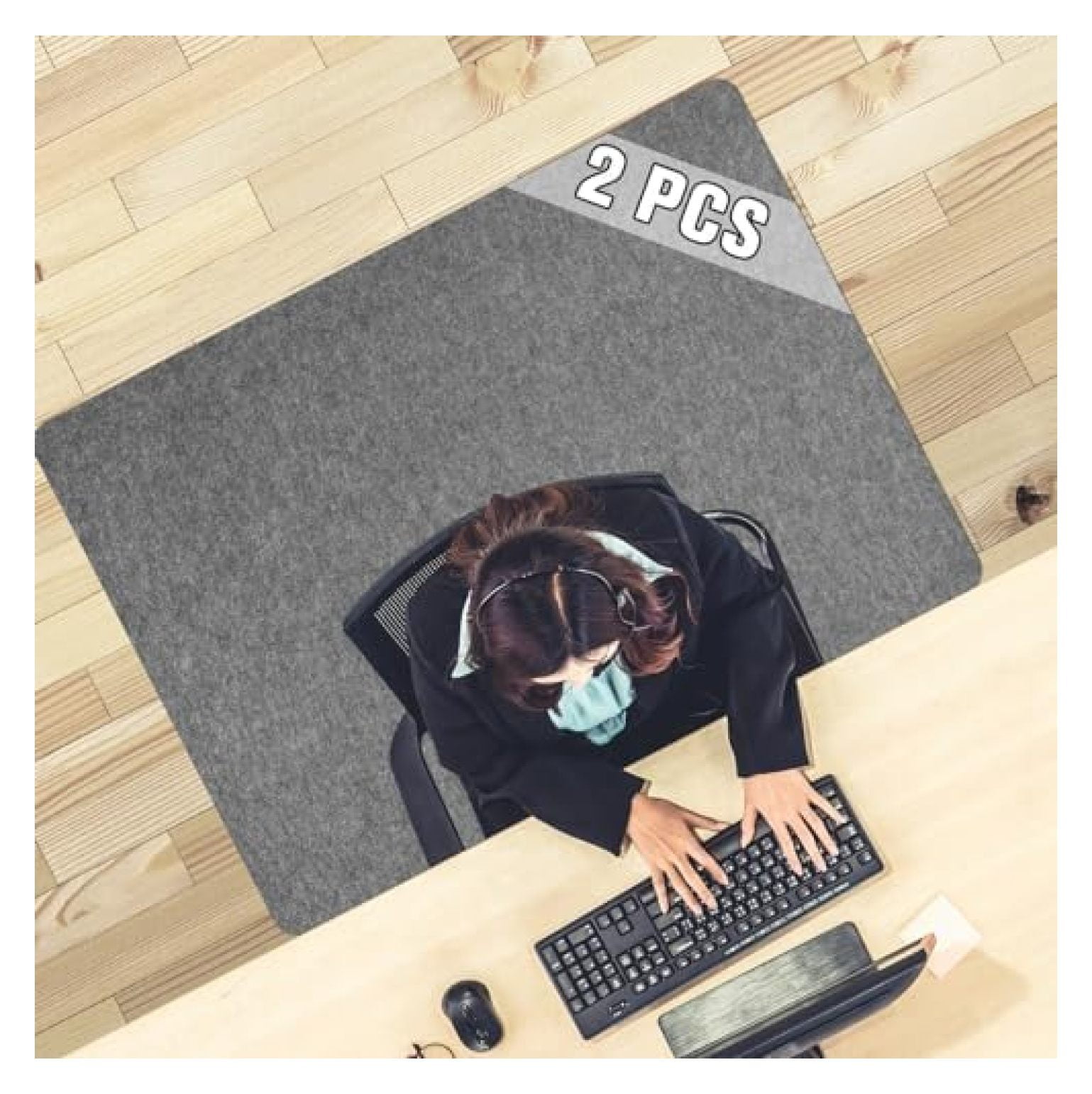 2 Pack Desk Chair Mat for Hardwood Floor & Tile 55"x35" Office Chair ...