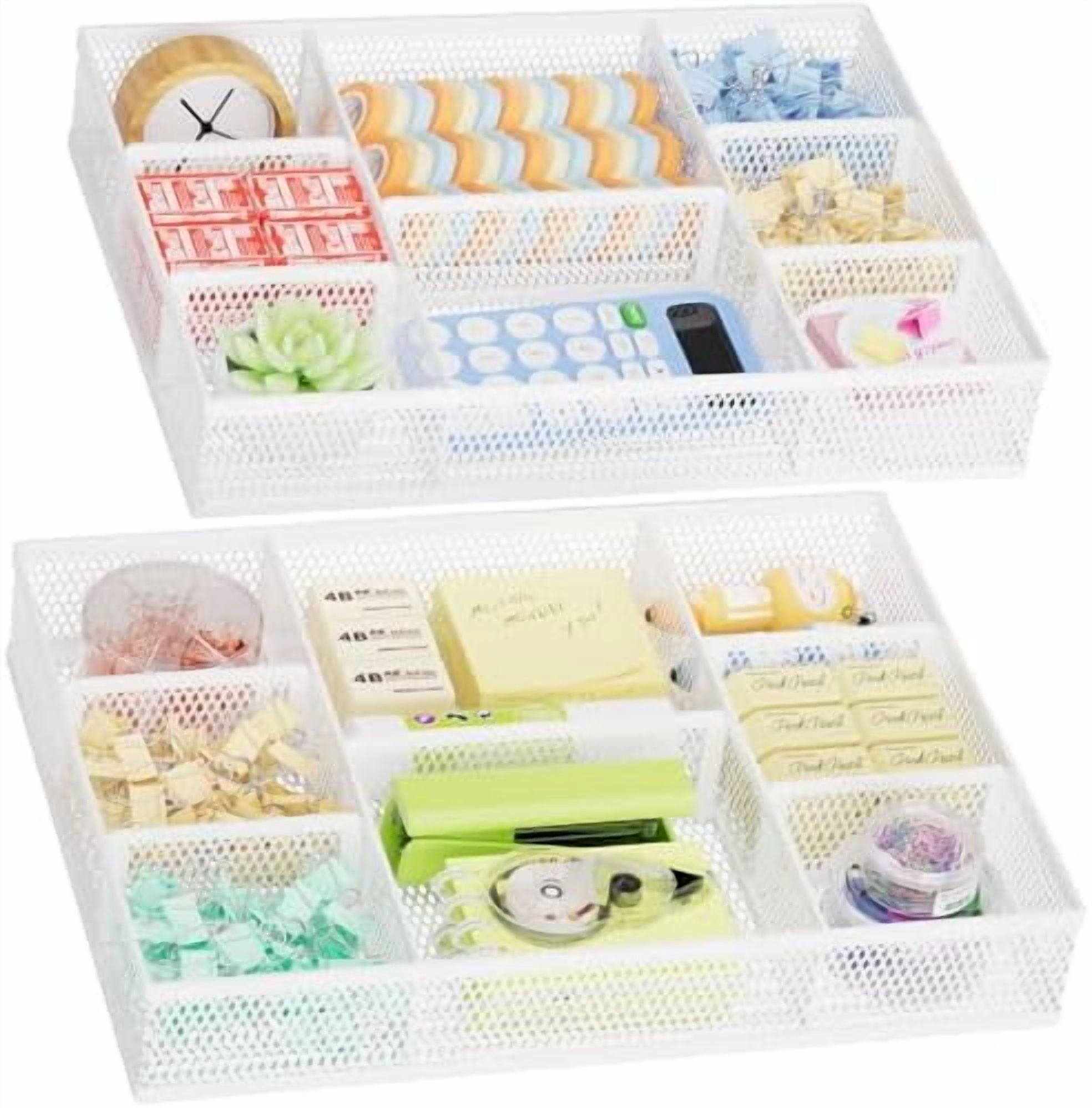 2 Pack Desk Drawer Organizer, Mesh Drawer Organizer Tray with 8 ...
