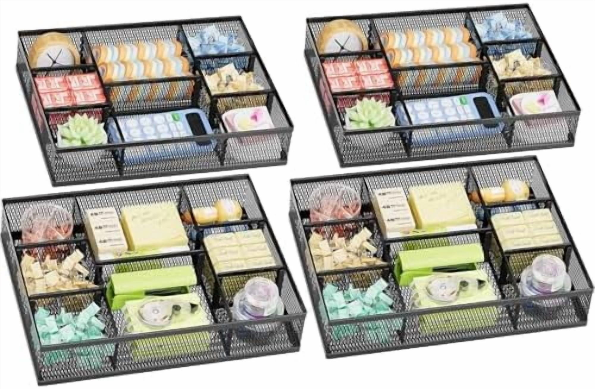2 Pack Desk Drawer Organizer, Mesh Drawer Organizer Tray with 8 ...