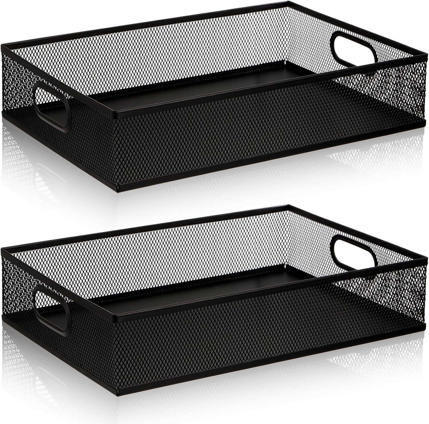 2 Pack Desk Drawer Organizer Tray, Metal Mesh Desktop Storage Tray ...