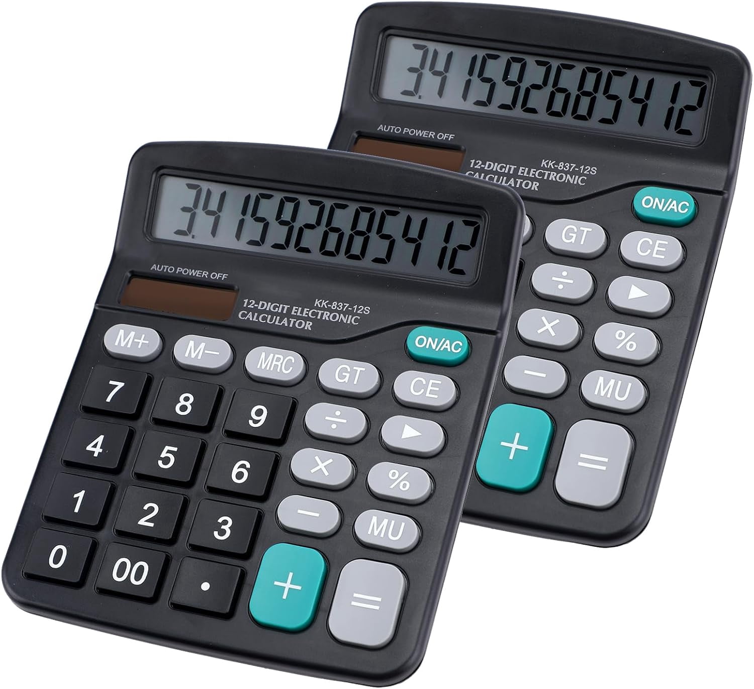 2 Pack Desktop Calculators Solar and Battery Dual Power, 12 Digits with ...