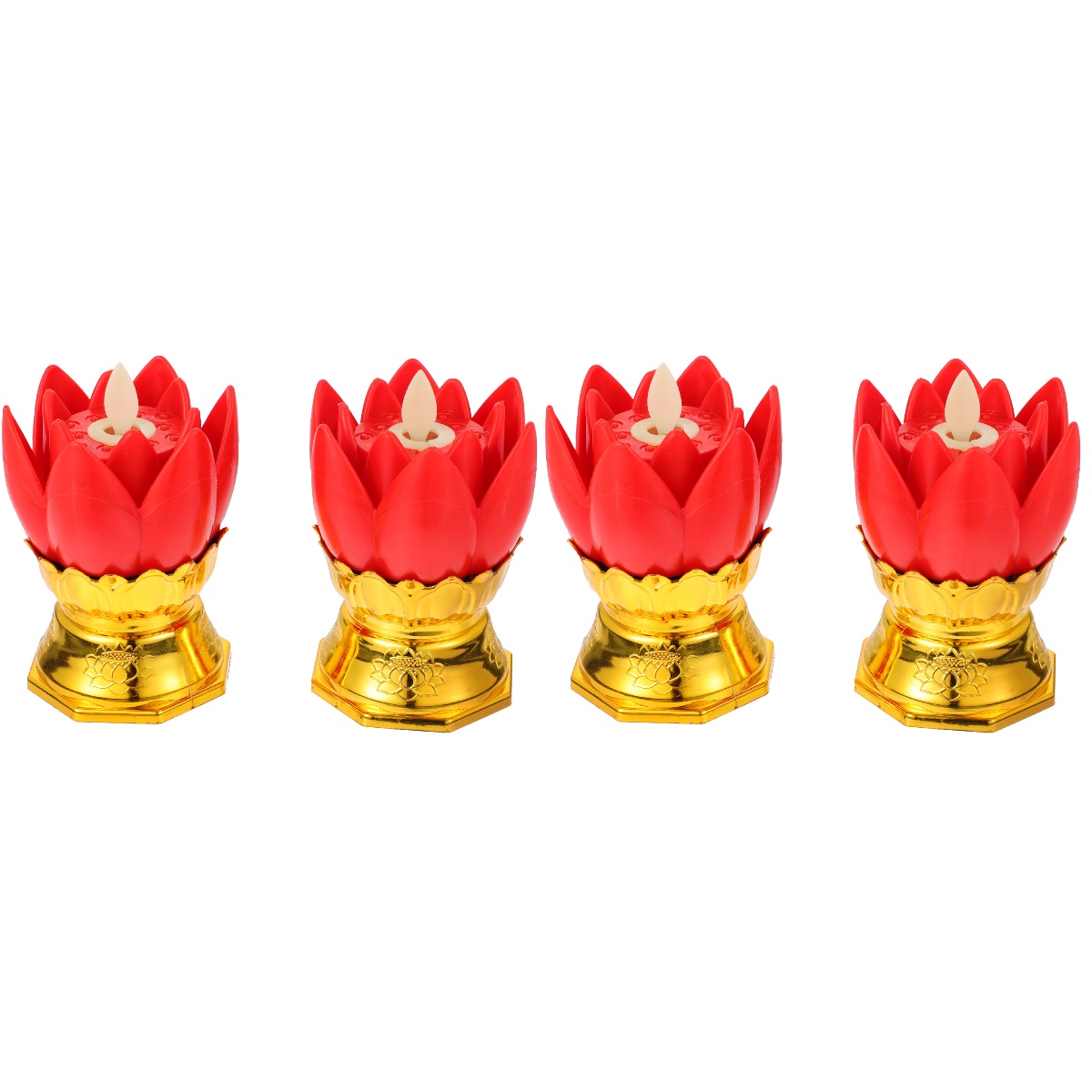 2 Pack Desktop Electronic Lotus Light Shape Ornament Bulb Prism Red ...