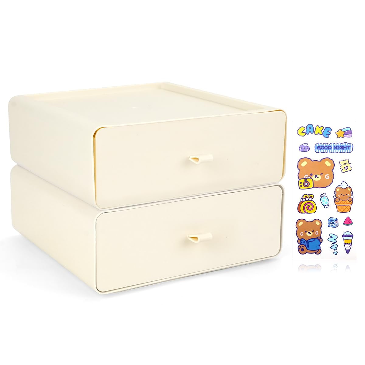 2 Pack Desktop Storage Box Stackable Countertop Drawer Organizer Makeup ...