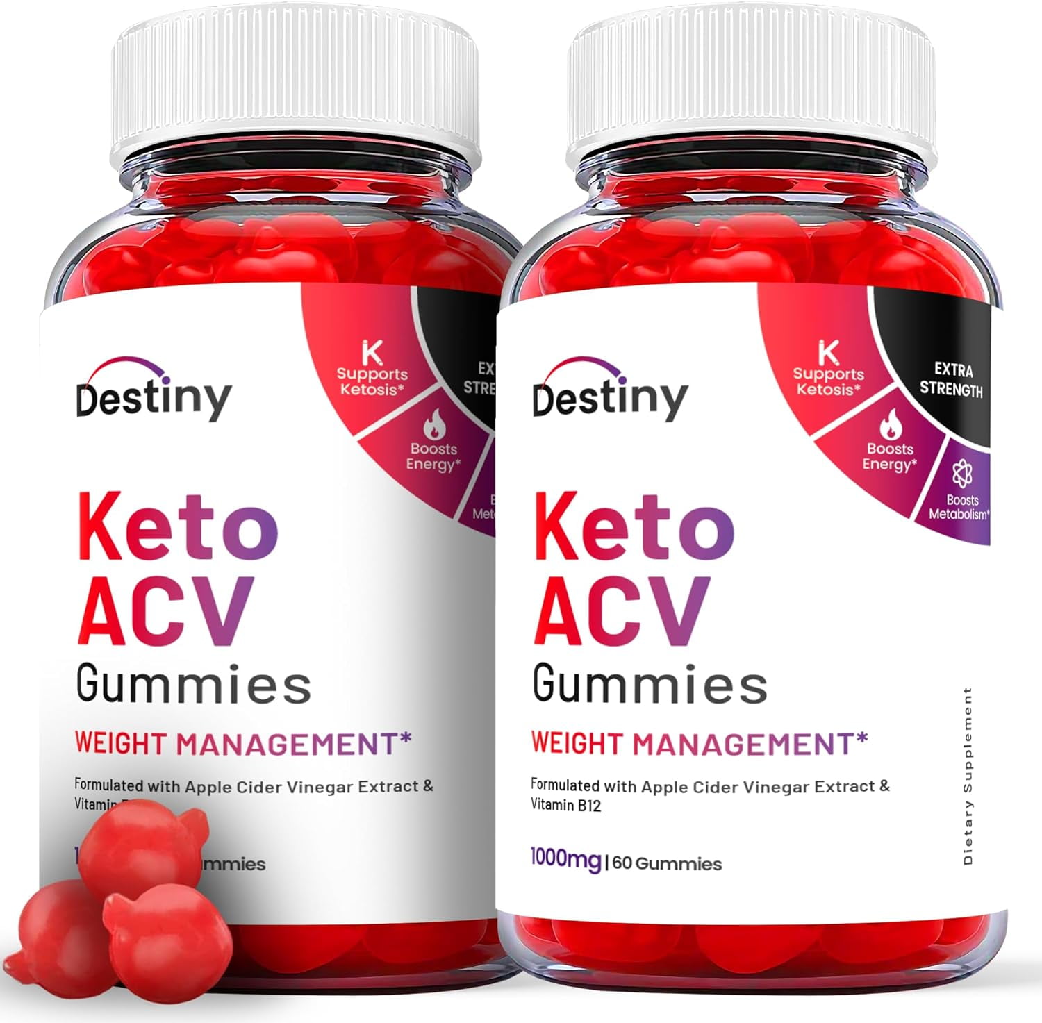 Destiny Keto ACV Gummies (2 Pack) - Weight Loss & Energy Boost - 120 Gummies - Walmart.com
