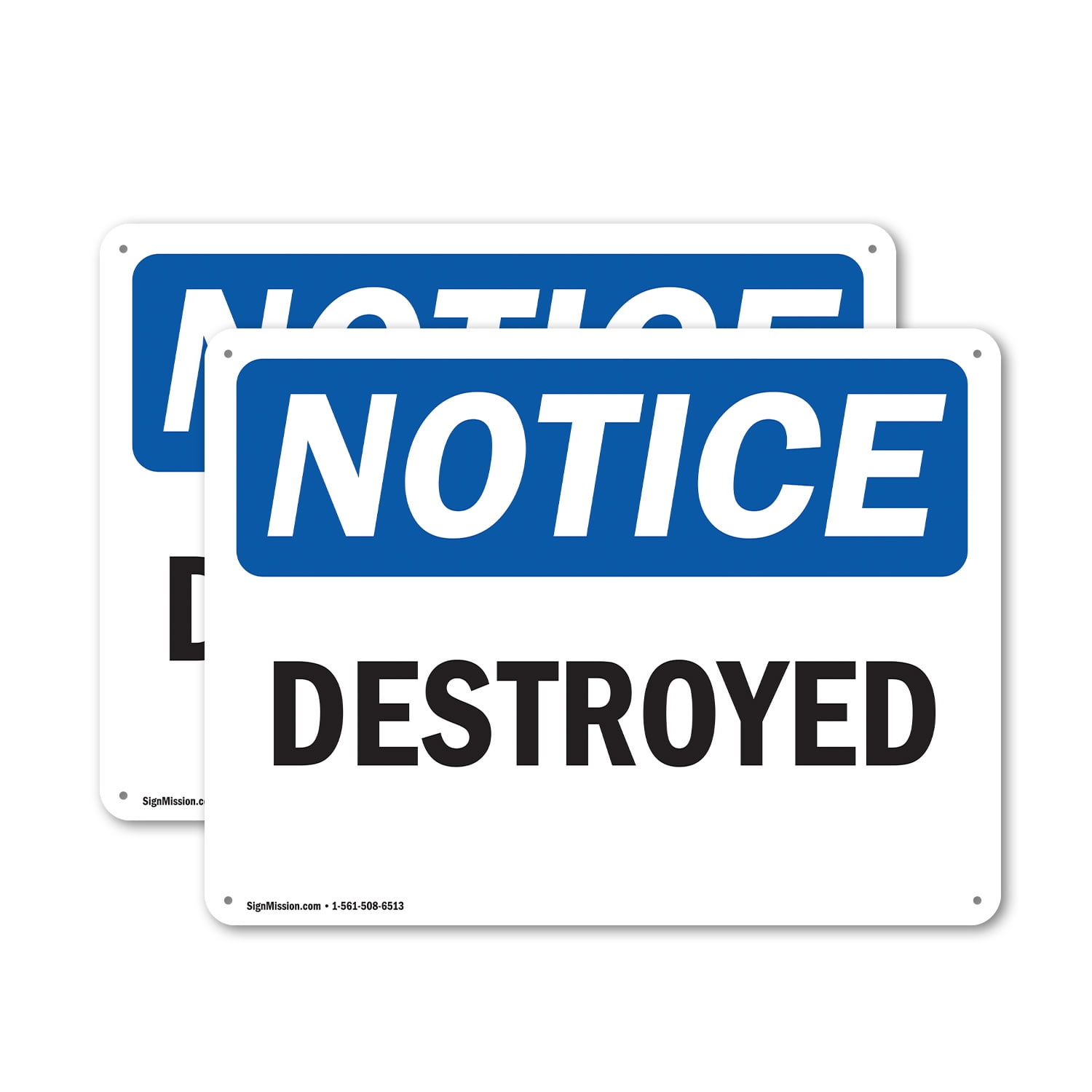 (2 Pack) Destroyed OSHA Notice Sign 18 Inch X 12 Inch Indoor / Outdoor ...