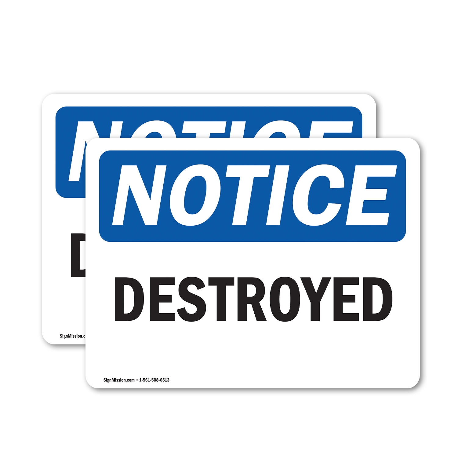 (2 Pack) Destroyed OSHA Notice Sign 18 Inch X 12 Inch Vinyl Label Decal ...