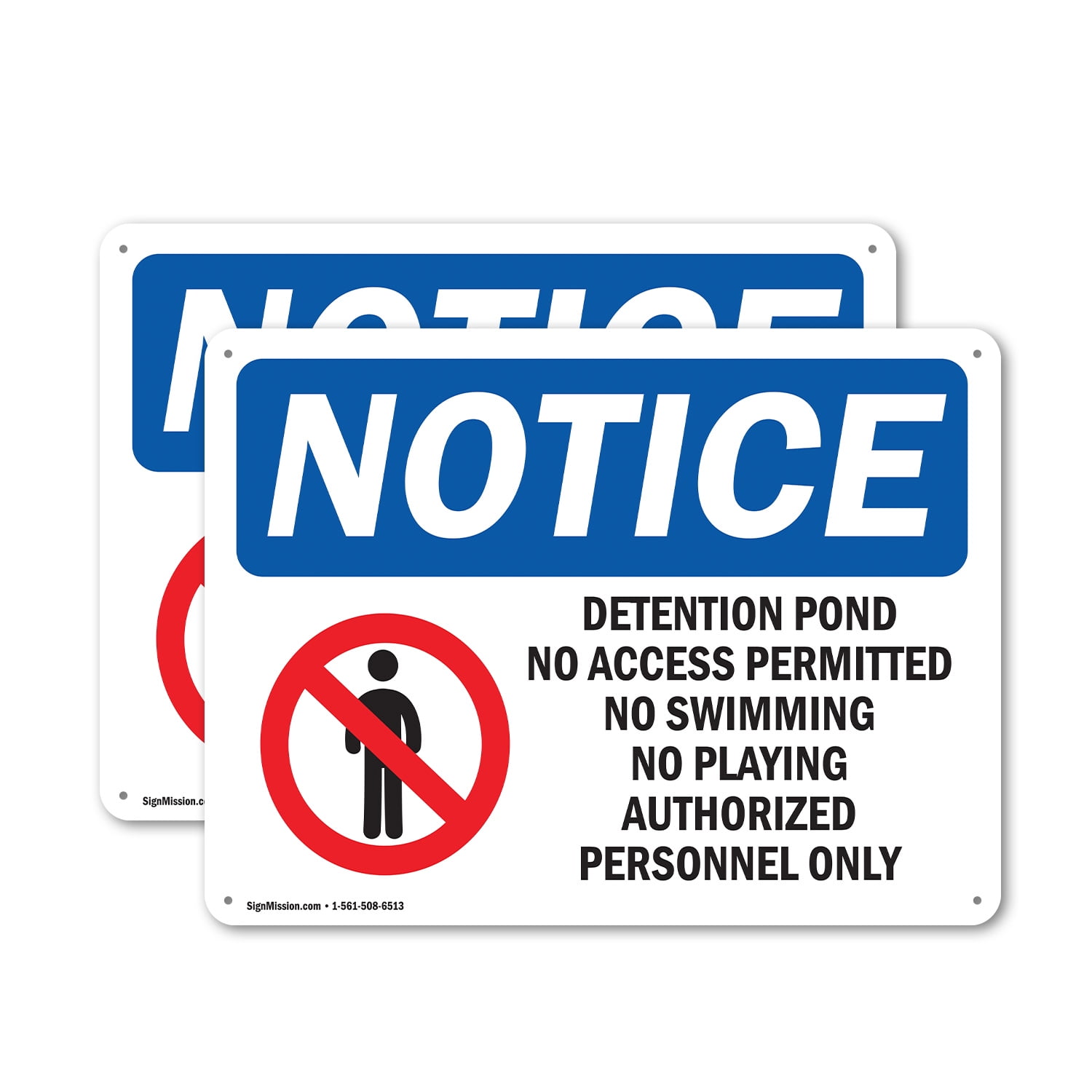 (2 Pack) Detention Pond No Access Permitted OSHA Notice Sign 24 Inch X ...