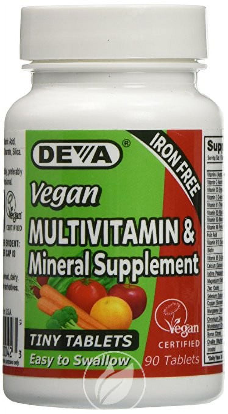 (2 Pack) Deva Vegan Tiny Tablets Multivitamin - Iron Free 90Tab ...