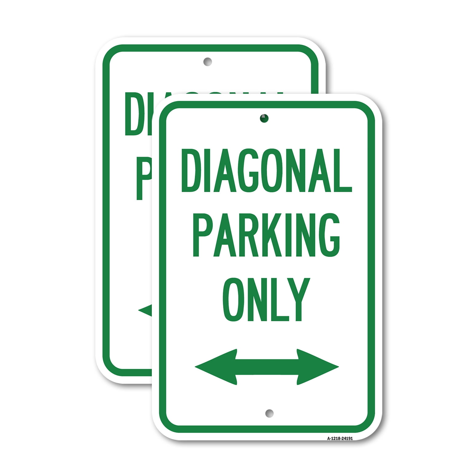 (2 Pack) Diagonal Parking Only with Bidirectional Arrow | 12" X 18 ...