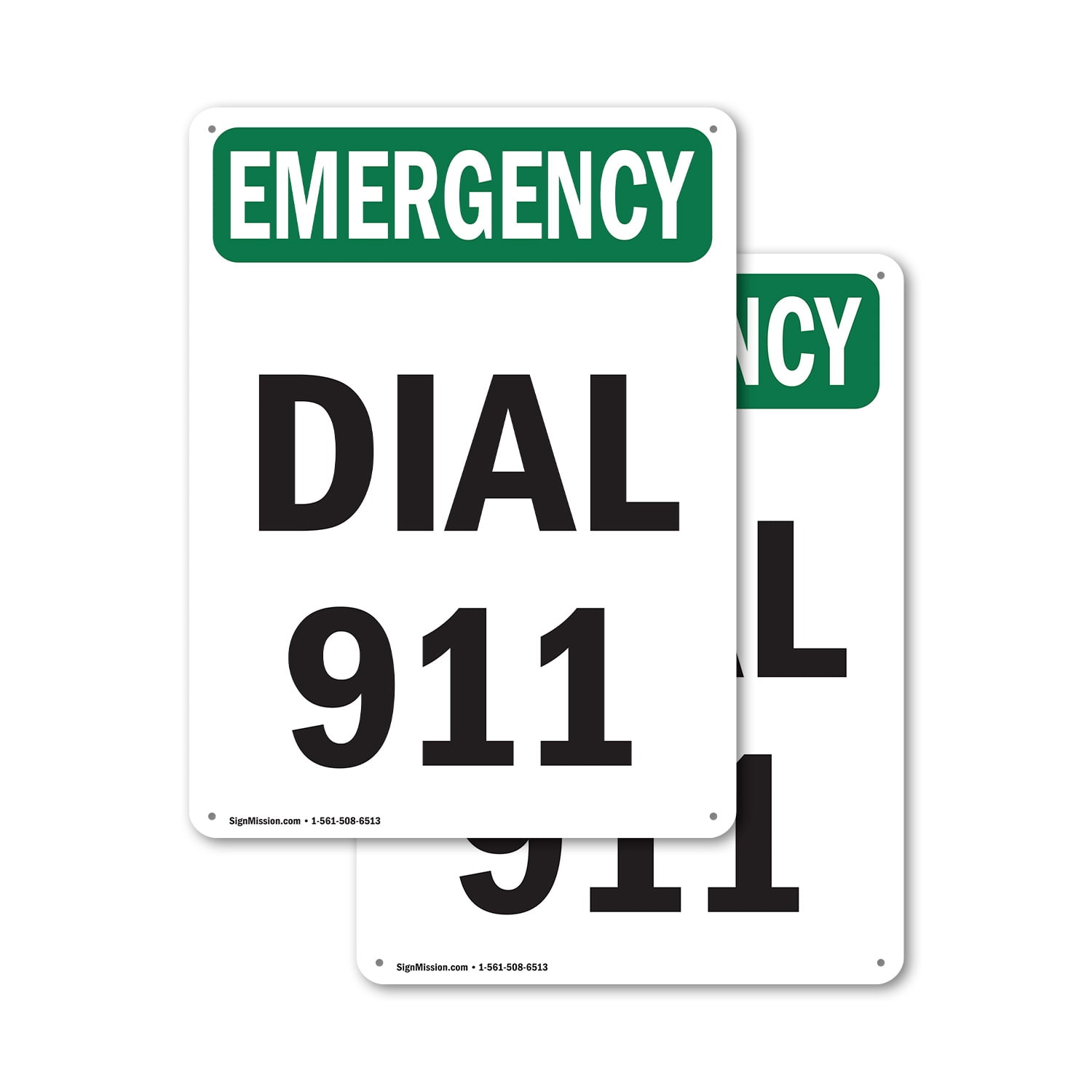 (2 Pack) Dial 911 OSHA Emergency Sign 18 Inch X 24 Inch Indoor ...