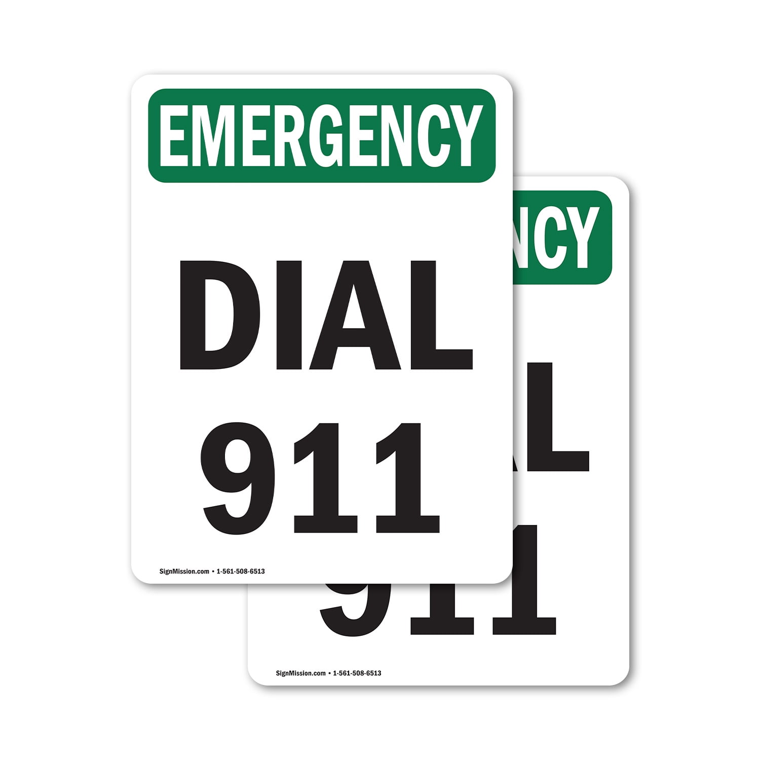 (2 Pack) Dial 911 OSHA Emergency Sign 18 Inch X 24 Inch Vinyl Label ...