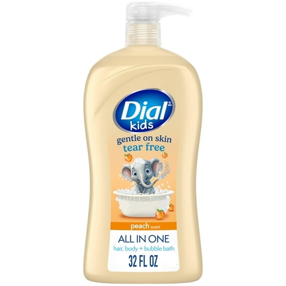 (2 Pack) Dial Kids 3-in-1 Body+Hair+Bubble Bath, Peach, 32 fl oz ...
