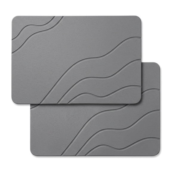 2 Pack Diatomaceous Earth Quick Drying Bath Mat, Non-Slip Textured ...