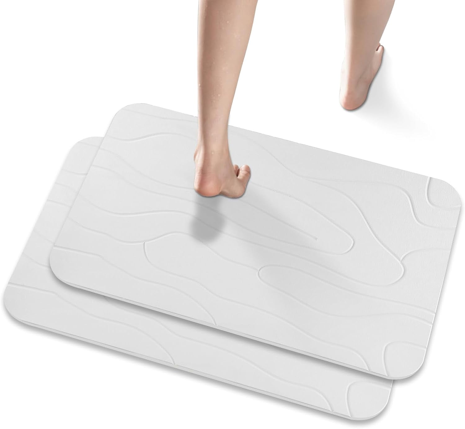 2 Pack Diatomaceous Earth Shower Mat, Stone Bath Mat, Nonslip Super ...
