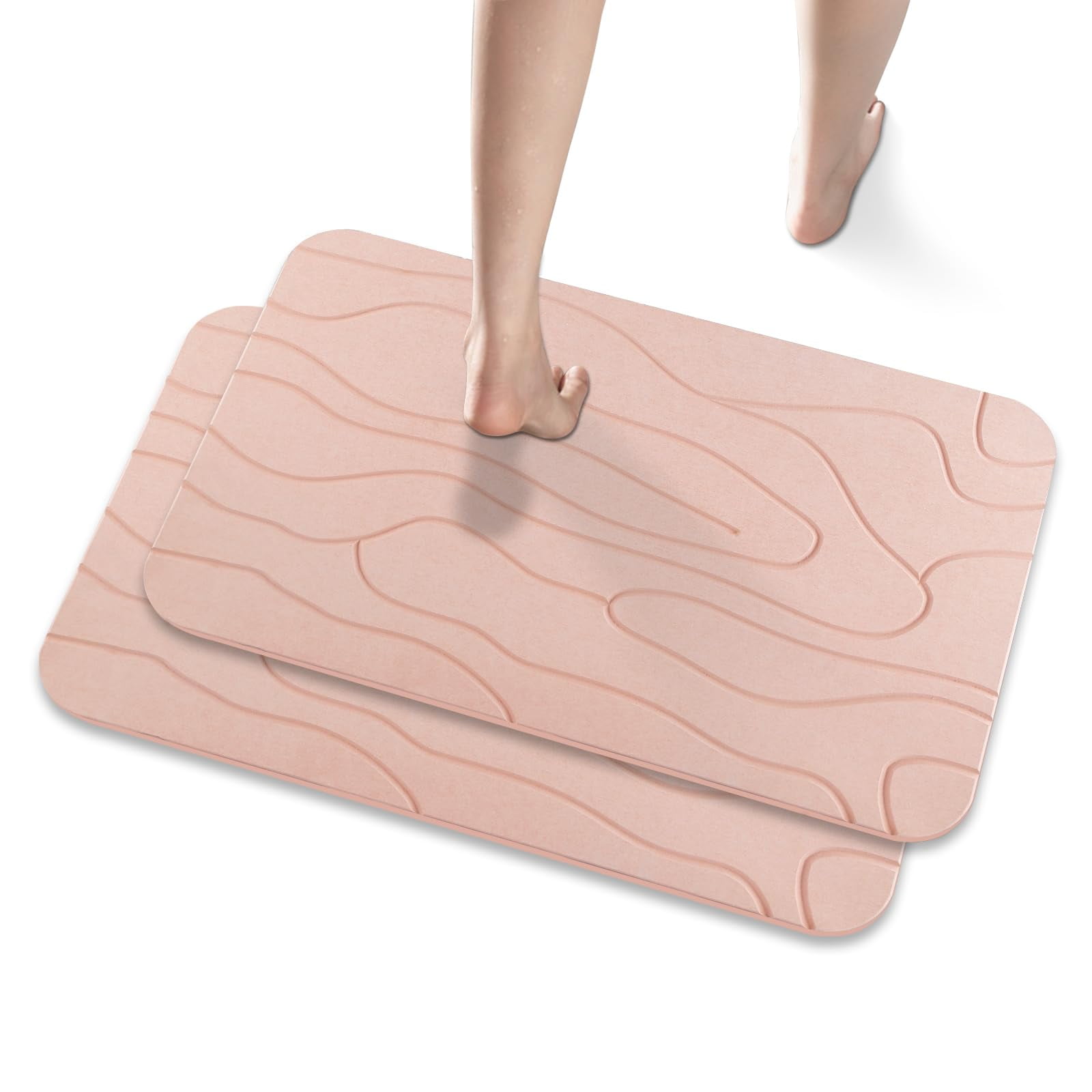 2 Pack Diatomaceous Earth Shower Mat, Stone Bath Mat, Nonslip Super ...