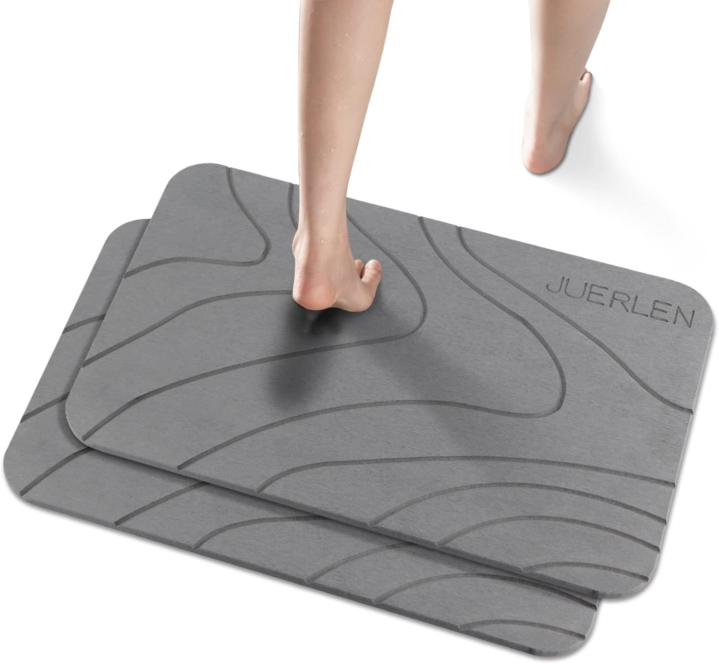 2 Pack Diatomaceous Earth Shower Mat, Stone Bath Mat, Nonslip Super ...