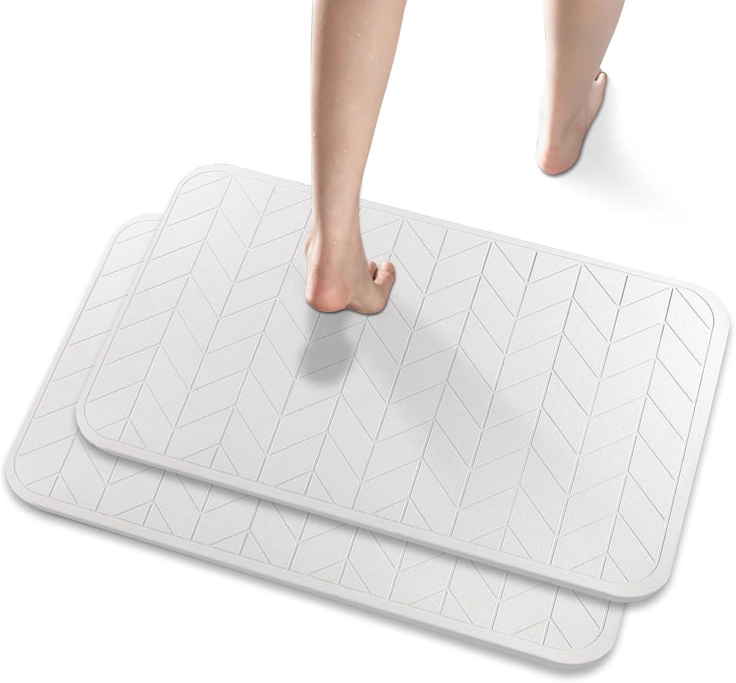 2 Pack Diatomaceous Earth Shower Mat, Stone Bath Mat, Nonslip Super ...