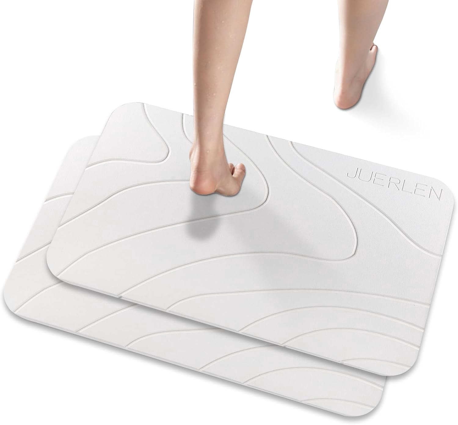 2 Pack Diatomaceous Earth Shower Mat, Stone Bath Mat, Nonslip Super ...