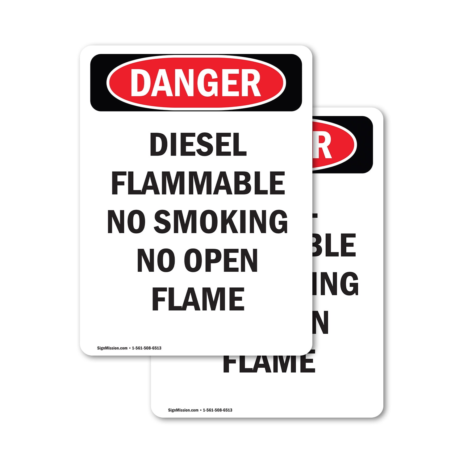 (2 Pack) Diesel Flammable No Smoking No OSHA Danger Sign 12 Inch X 18 ...