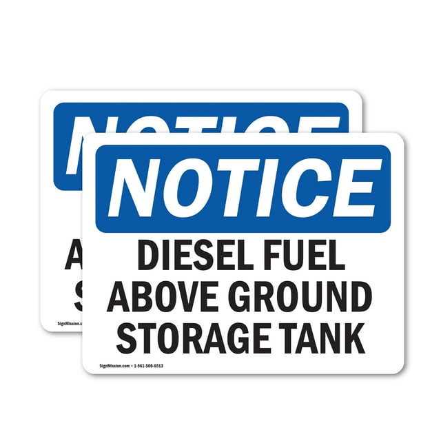 (2 Pack) Diesel Fuel Above Ground Storage Tank OSHA Notice Sign ...