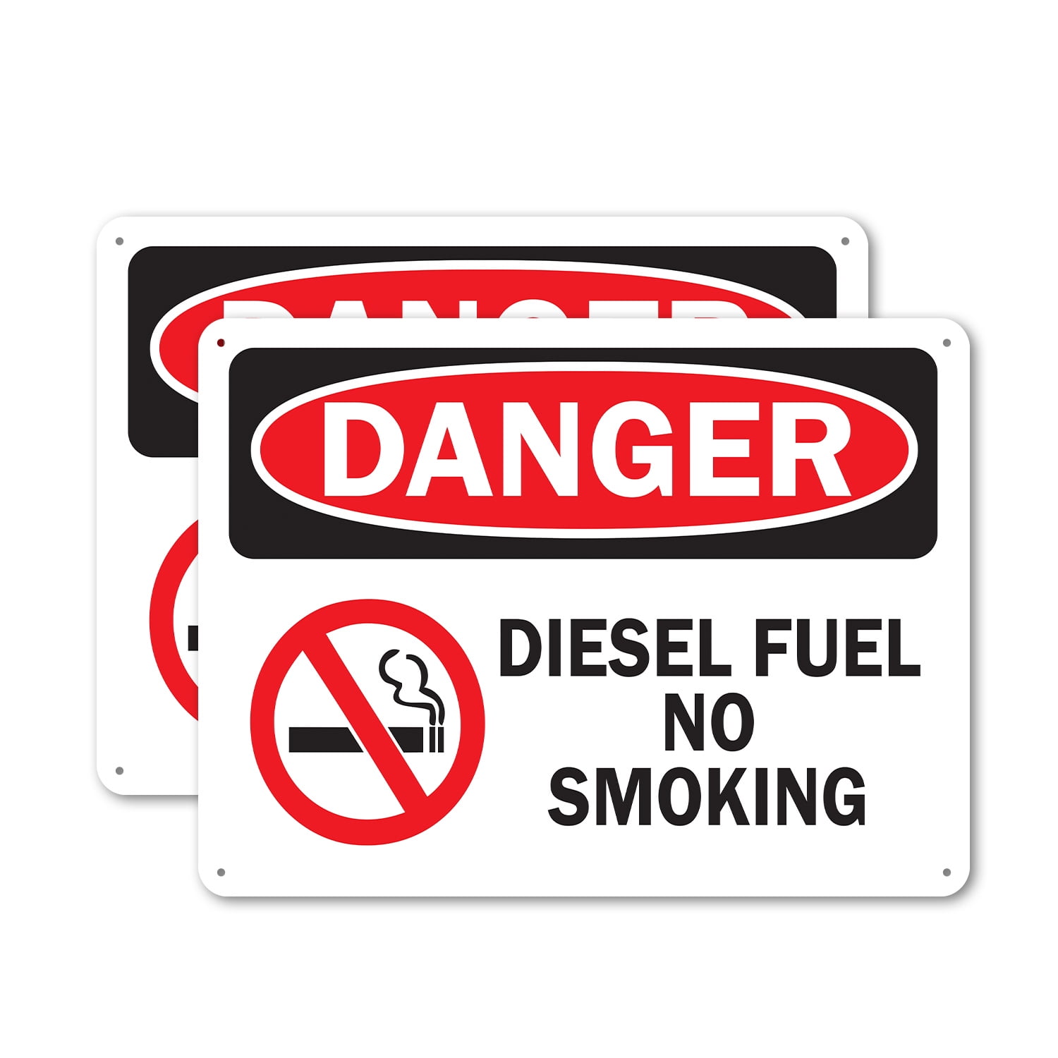 (2 Pack) Diesel Fuel No Smoking with Graphic OSHA Danger Sign 10 Inch X ...