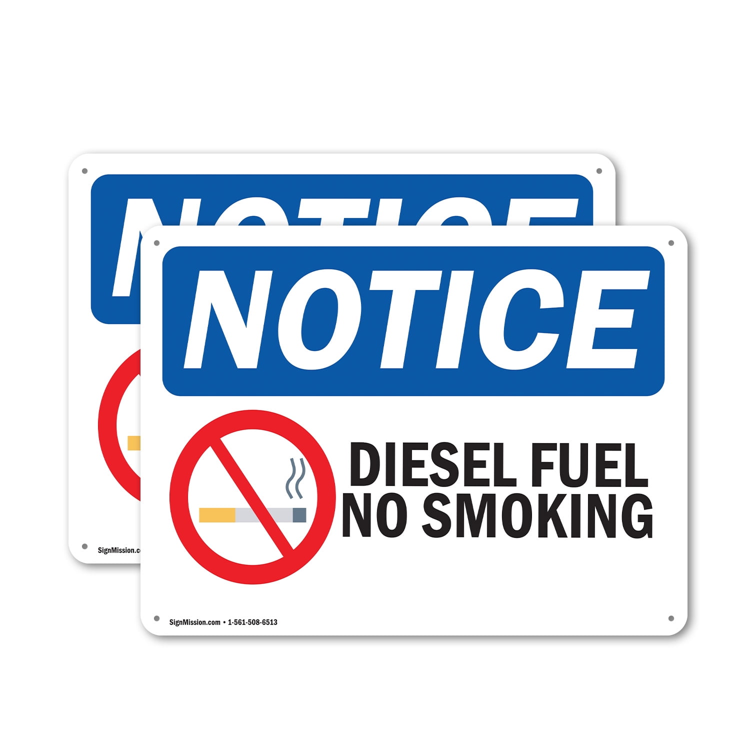(2 Pack) Diesel Fuel No Smoking OSHA Notice Sign 14 Inch X 10 Inch ...