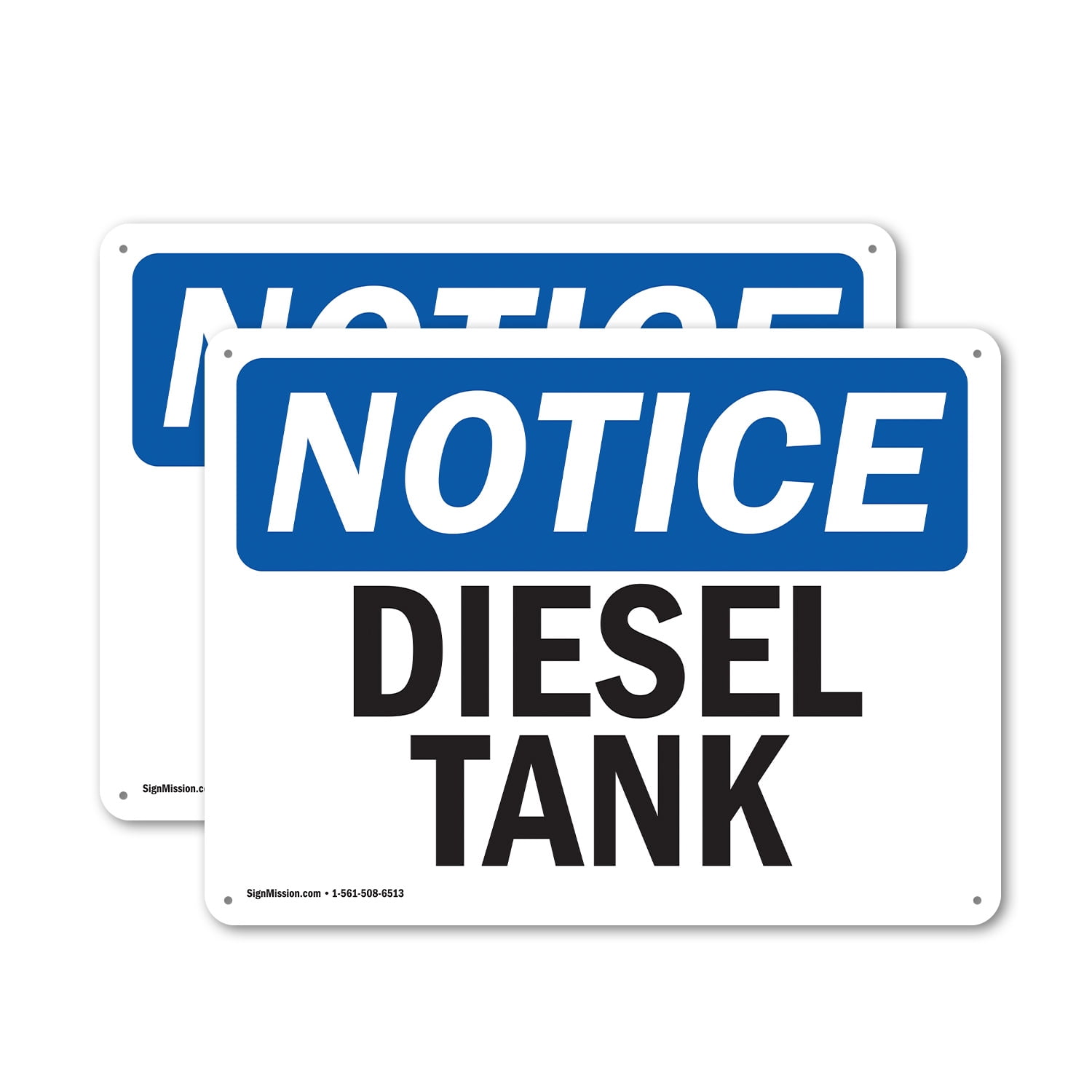 (2 Pack) Diesel Tank OSHA Notice Sign 18 Inch X 12 Inch Plastic Sign ...