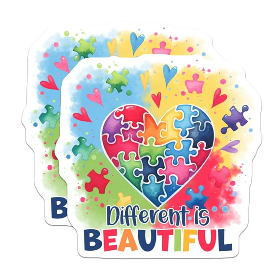 (2 Pack) Different is Beautiful Magnets - Heart Puzzle Magnets ...