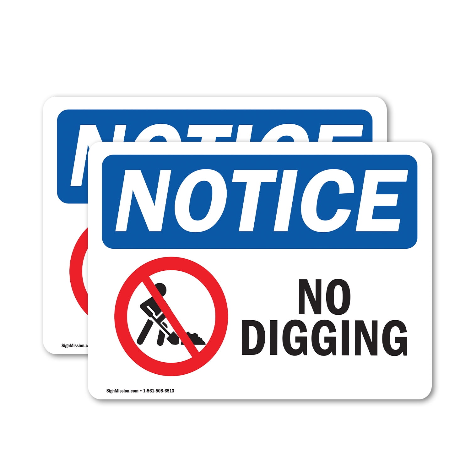 (2 Pack) No Digging OSHA Notice Sign 24 Inch X 18 Inch Vinyl Label ...