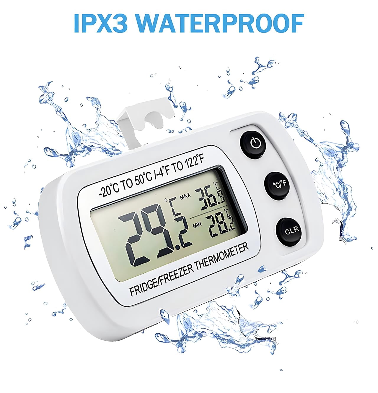 2 Pack Digital Fridge Freeze Room Thermometer, Waterproof Refrigerator ...