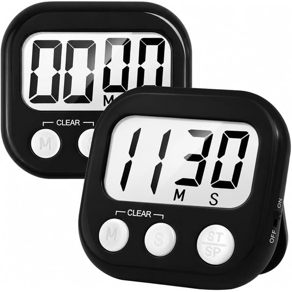 2 Pack Digital Kitchen Timer for Cooking Big Digits Loud Alarm Magnetic ...