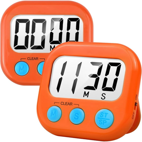2 Pack Digital Kitchen Timer for Cooking Big Digits Loud Alarm Magnetic ...