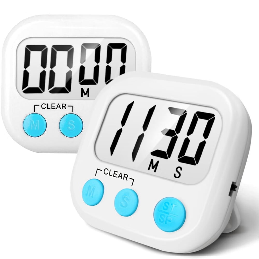 2 Pack Digital Kitchen Timer for Cooking Big Digits Loud Alarm Magnetic ...