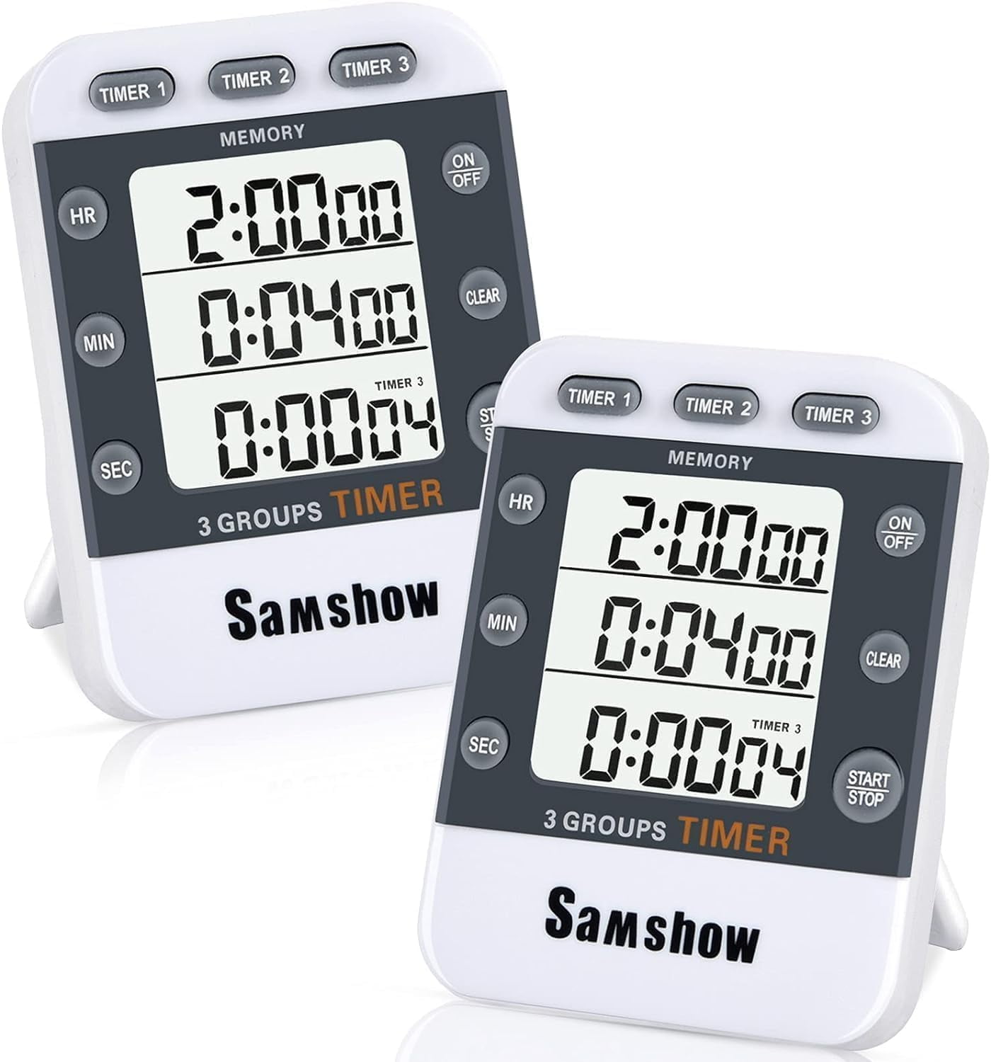 (2 Pack) Digital Kitchen Timers for Cooking Triple Timer Count UP/Down ...