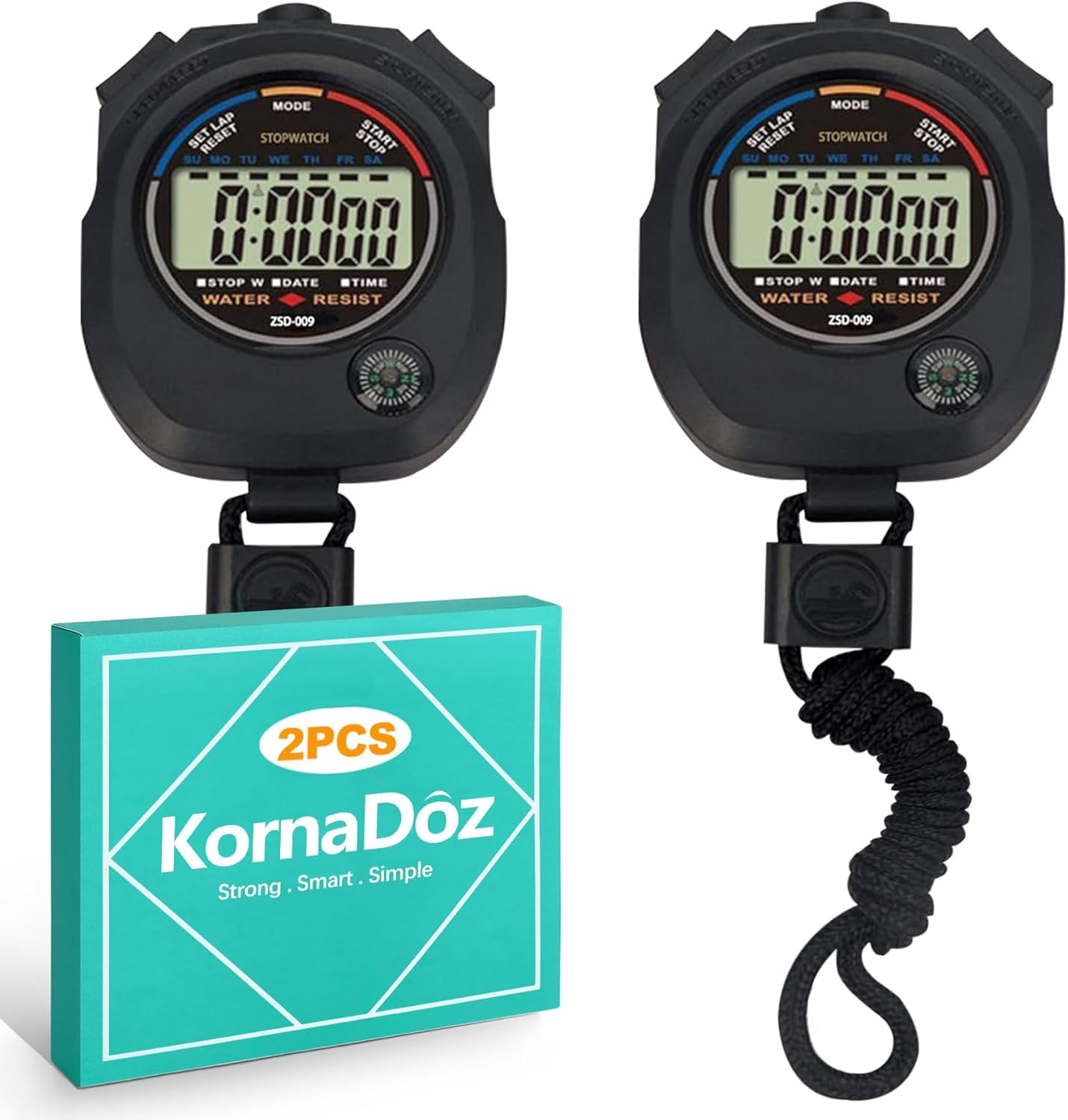 2 Pack Digital Stopwatch Timer: Large Display, 1/100 Sec Accuracy, Time ...