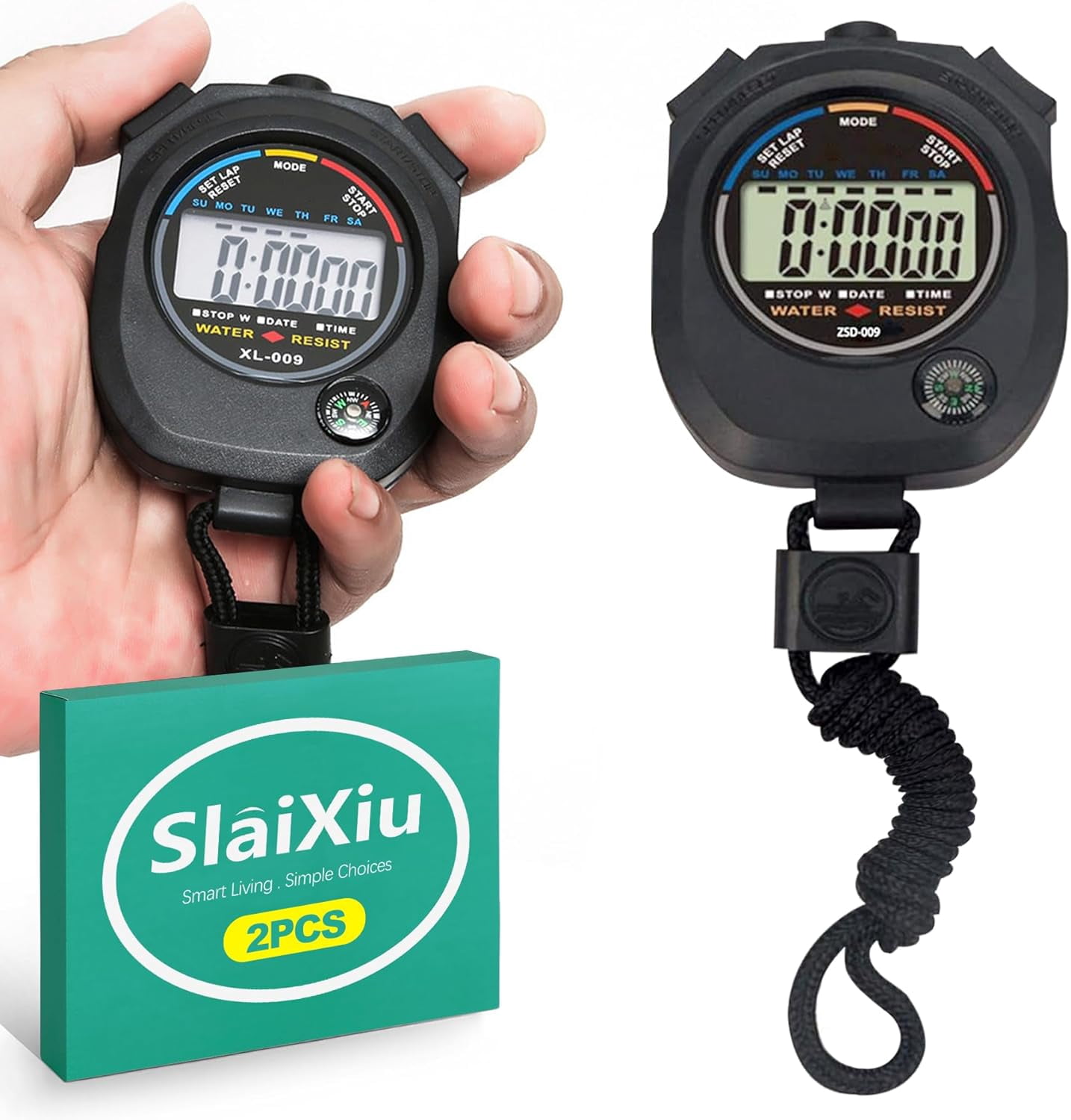 2 Pack Digital Stopwatch Timer Large Display Stop Watch with Alarm for ...