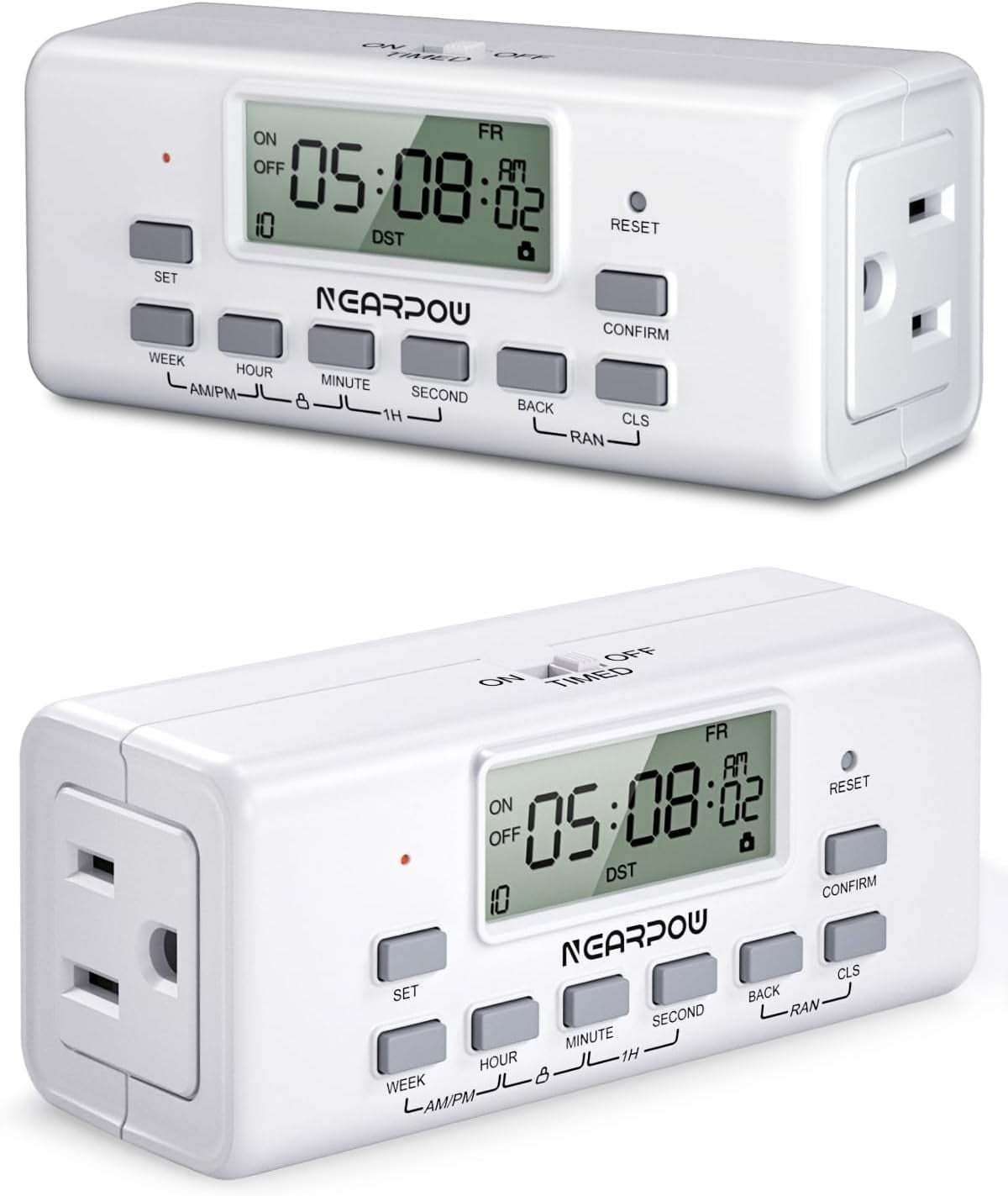 [2 Pack] Digital Timer For Lamp With Dual Outlets, Programmable Timer ...