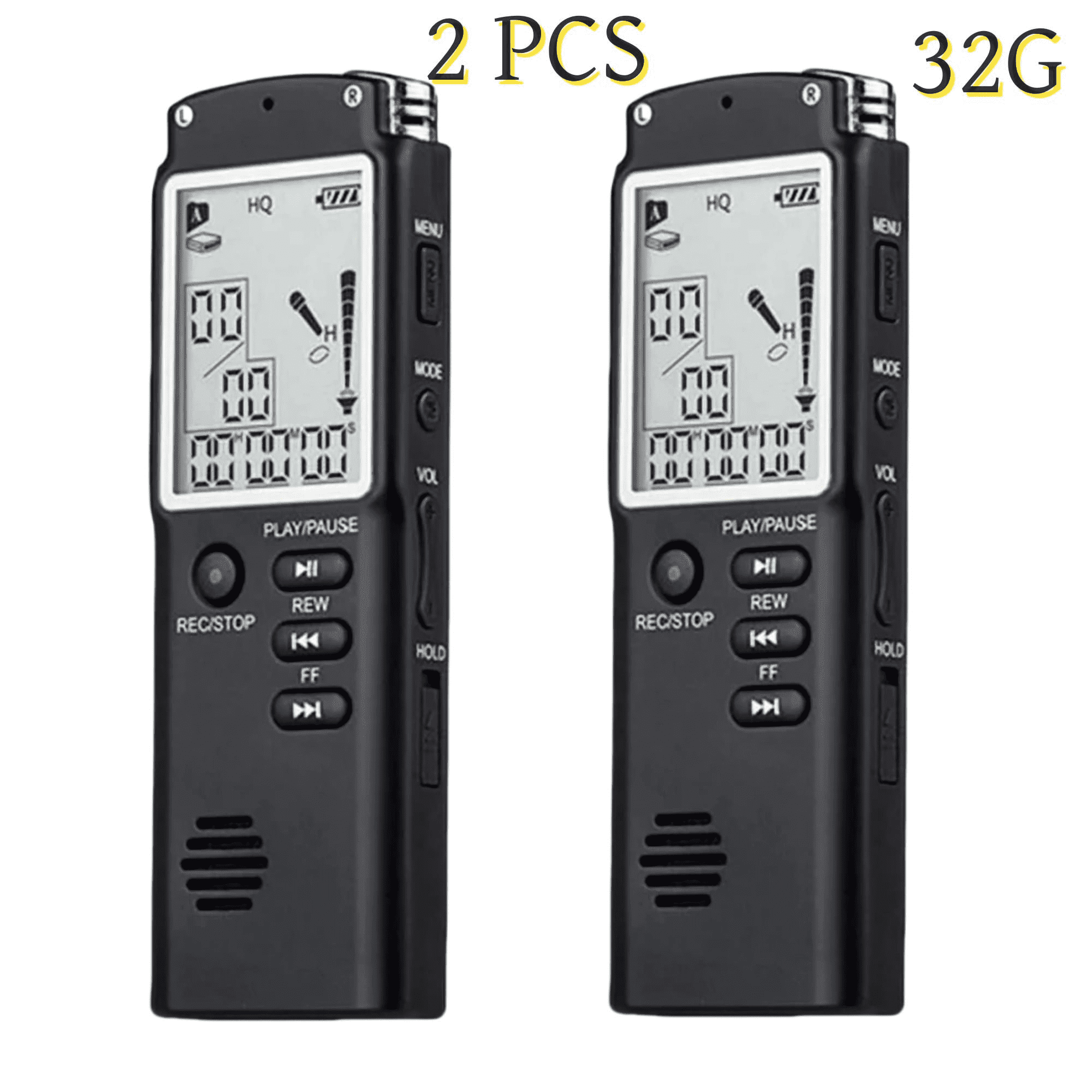 32GB Slim Compact Handheld Digital Voice Recorder, Audio MP3 Player ...