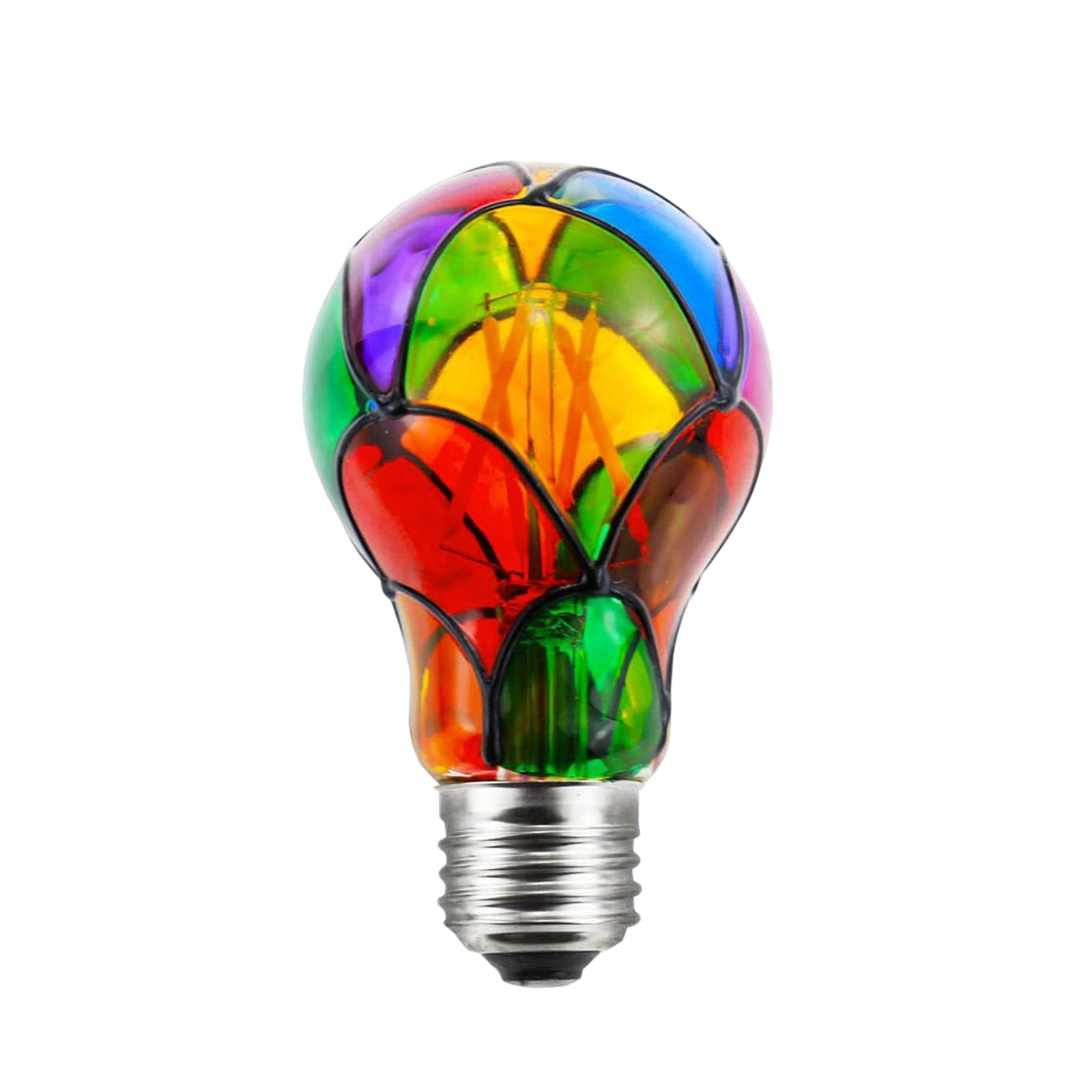 2 Pack Dimmable Stained Glass LED Light Bulb E26 Base A60 LED Colored ...
