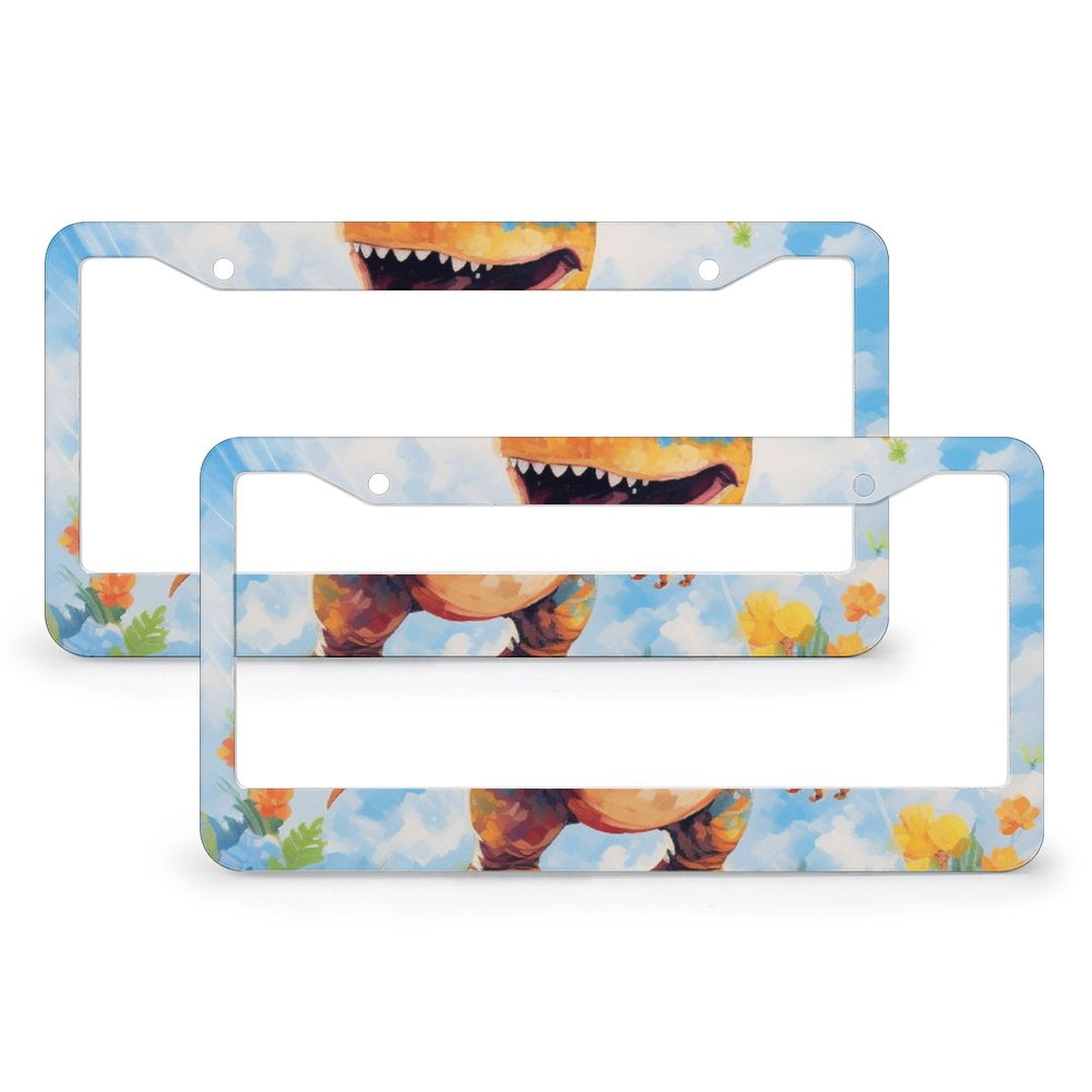 2 Pack Dinosaur License Plate Frames Cute Cartoon Animals Auto ...
