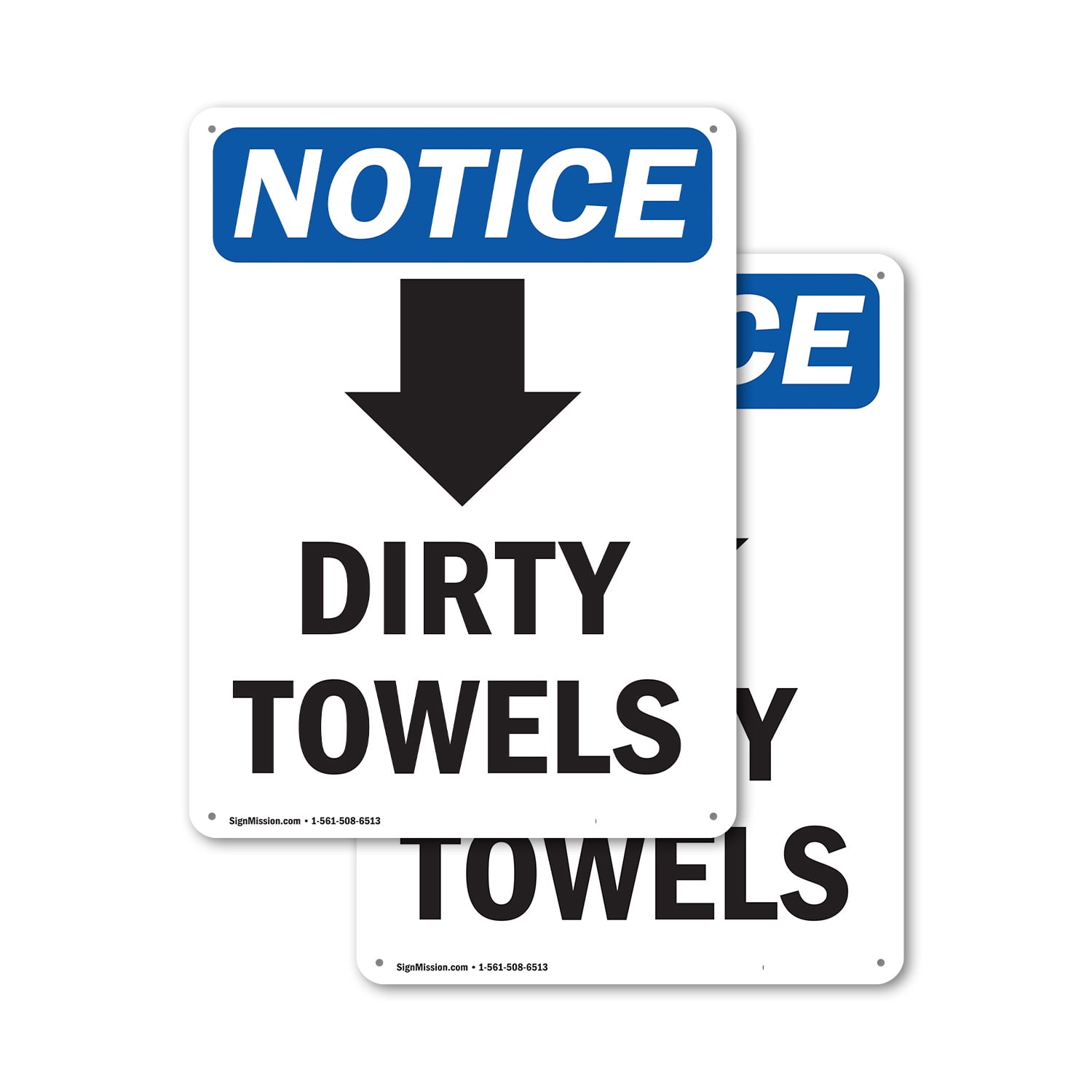 (2 Pack) Dirty Towels [Down Arrow] OSHA Notice Sign 12 Inch X 18 Inch ...