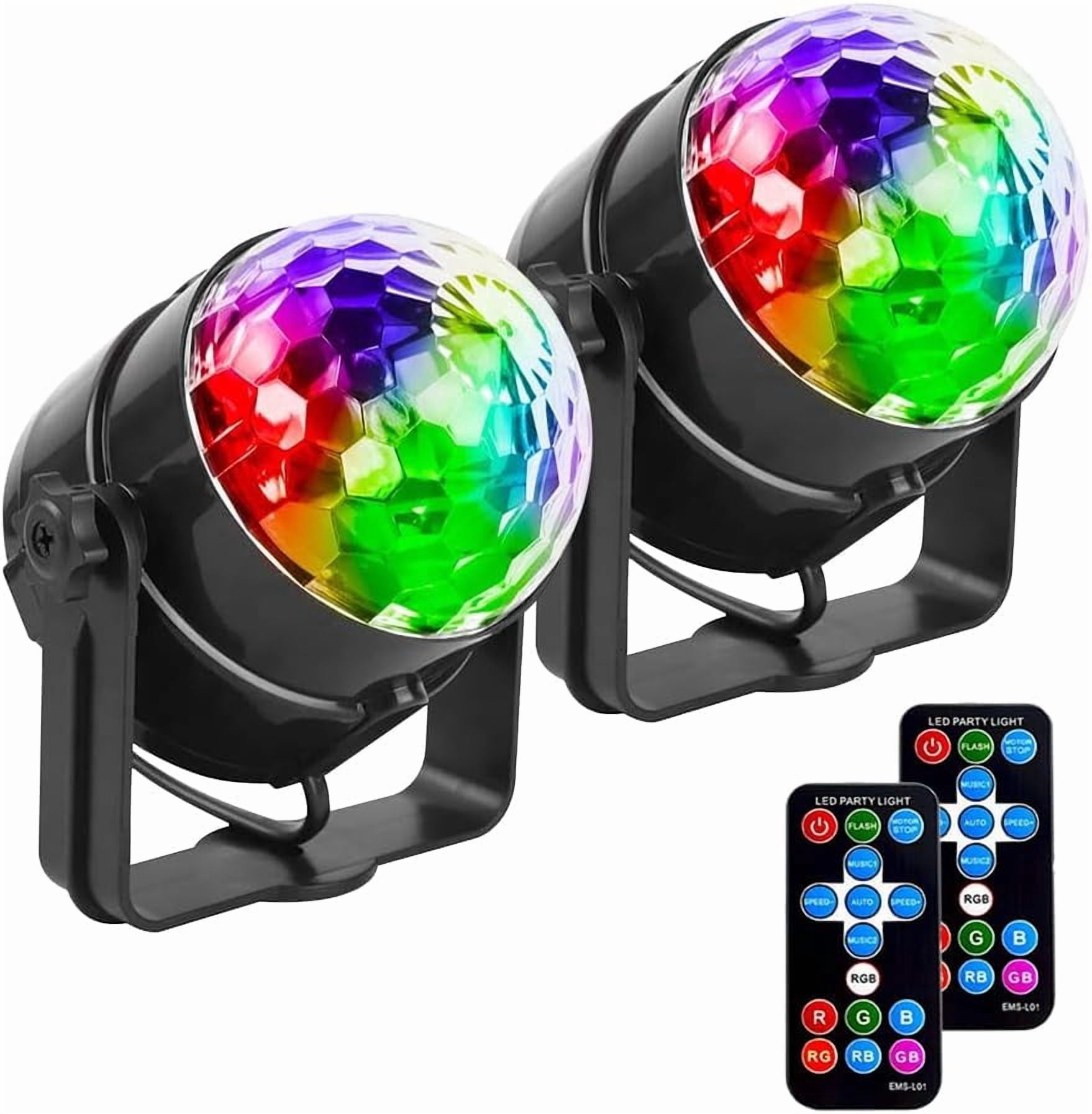 2-Pack Disco Ball DJ Party Lights, Sound Activated Strobe Stage Light ...