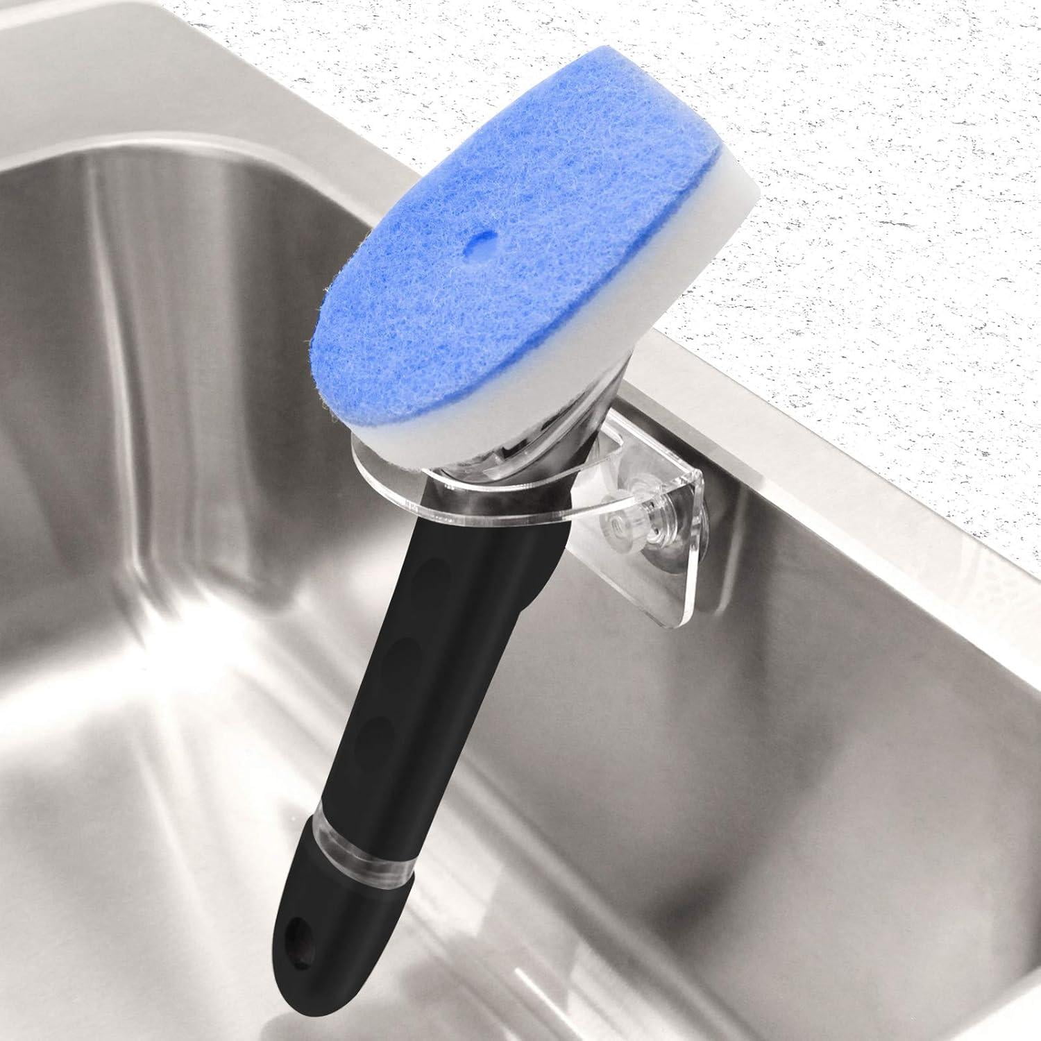 2 Pack Dish Brush Holder, Kitchen Clear Acrylic Sink Caddy Organizer ...